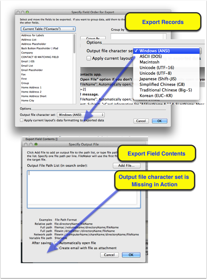 | Exporting vCards from FileMaker ProHomeBase Software