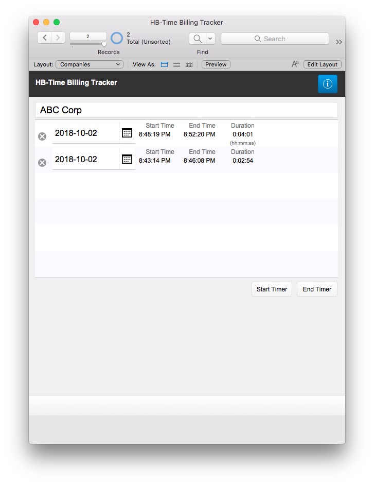 | Elapsed Time Display in a Web ViewerHomeBase Software