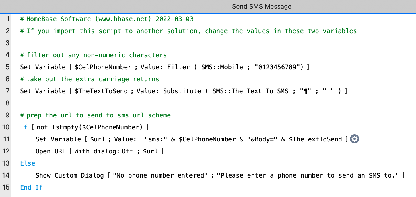 | Part 1: Sending SMS Messages from FileMakerHomeBase Software